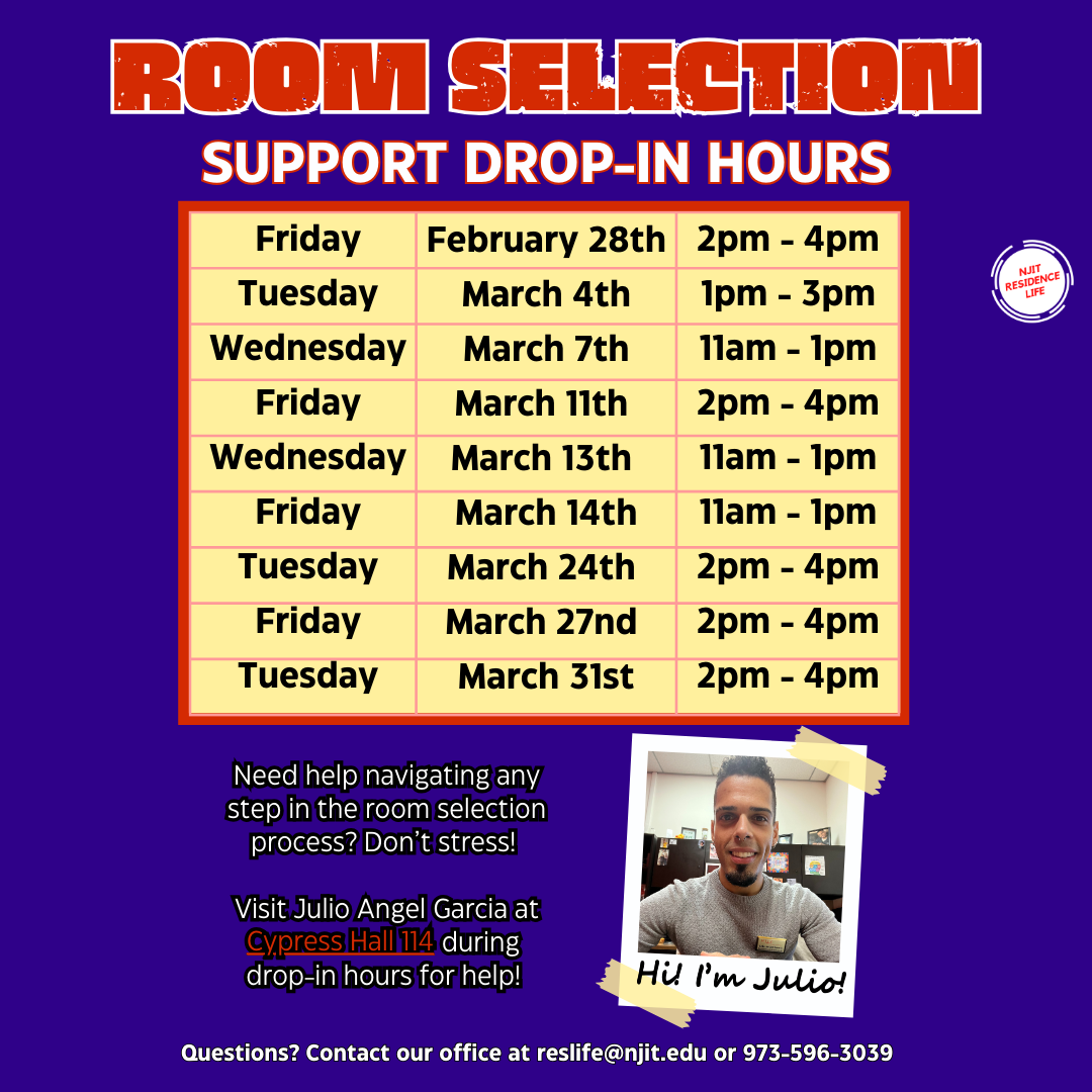 Room Selection Drop In Hours | Residence Life